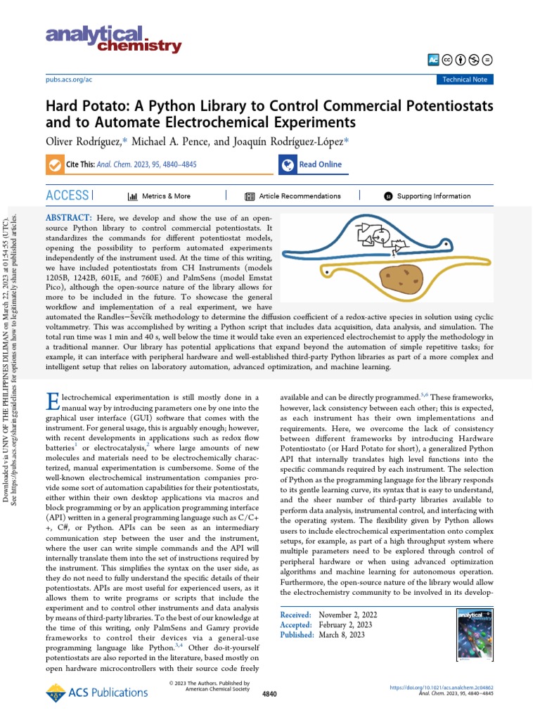 Hard Potato A Python Library To Control Commercial Potentiostats and To Automate Electrochemical ...