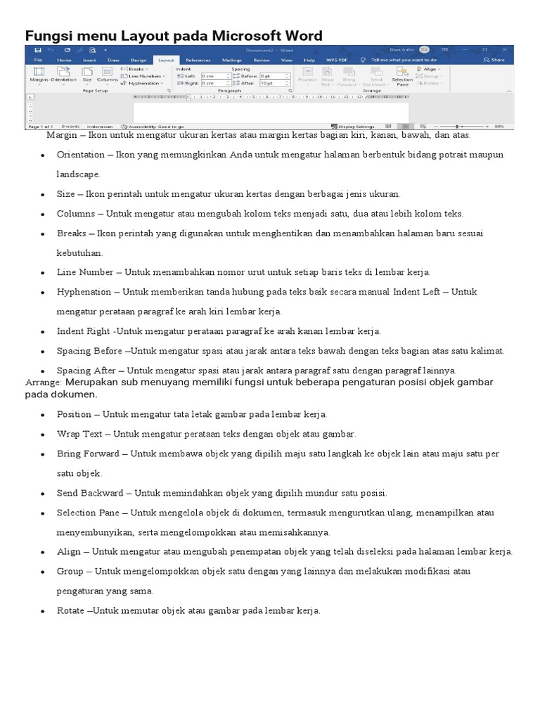 Fungsi Menu Layout Pada Microsoft Word | PDF