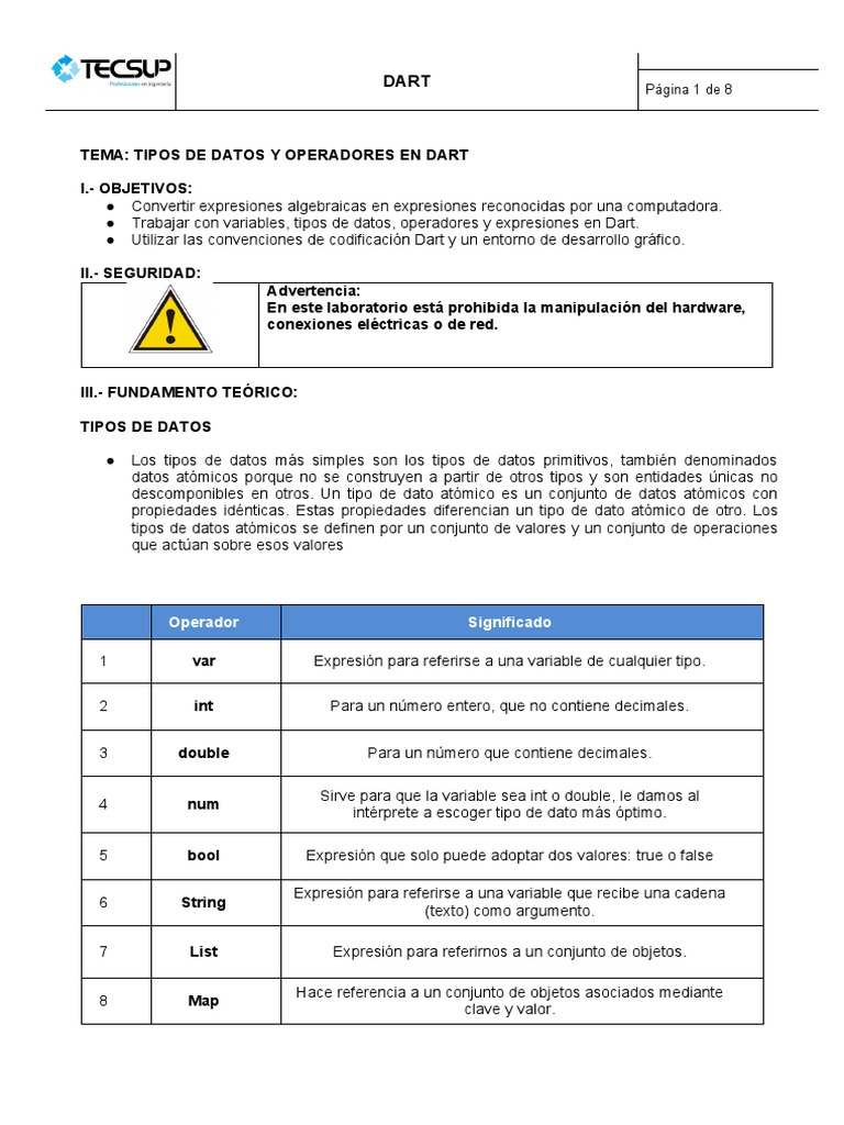 Lab 01 Tipos De Datos Y Operadores Pdf Tipo De Datos Objeto Informática