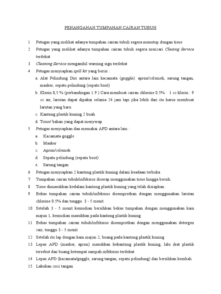 Tumpahan Cairan Tubuh | PDF