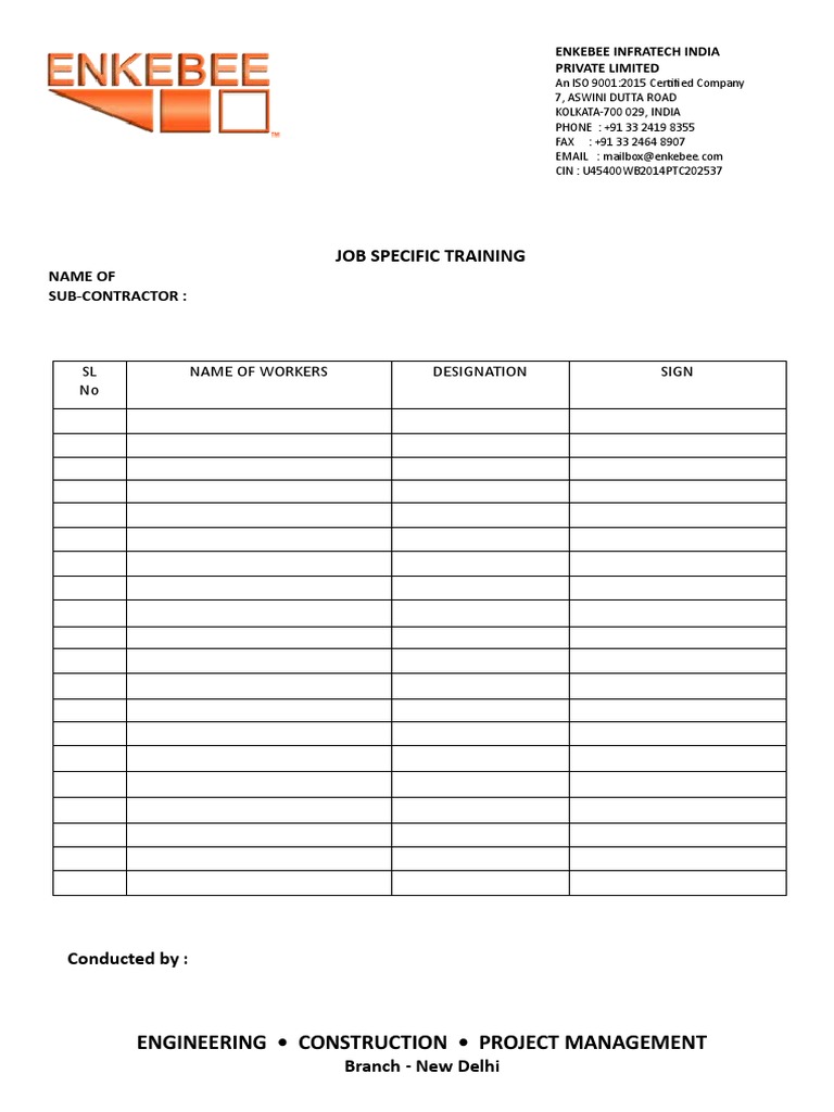 Job Specific Training | PDF