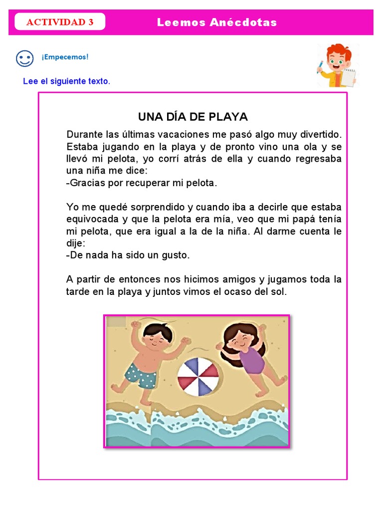 D3 A2 FICHA COM. Leemos Anécdotas | PDF