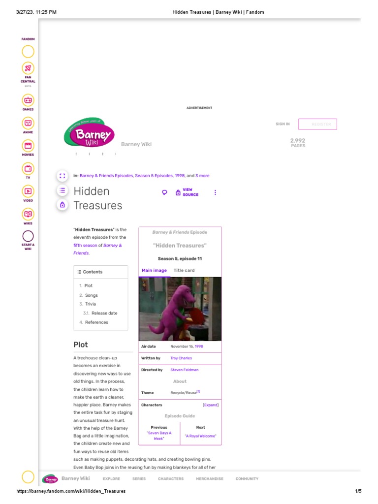 Hidden Treasures - Barney Wiki - Fandom | PDF | Fandom