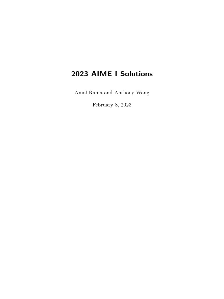 2023 AIME I Solutions 1 | PDF | Tetrahedron | Elementary Mathematics