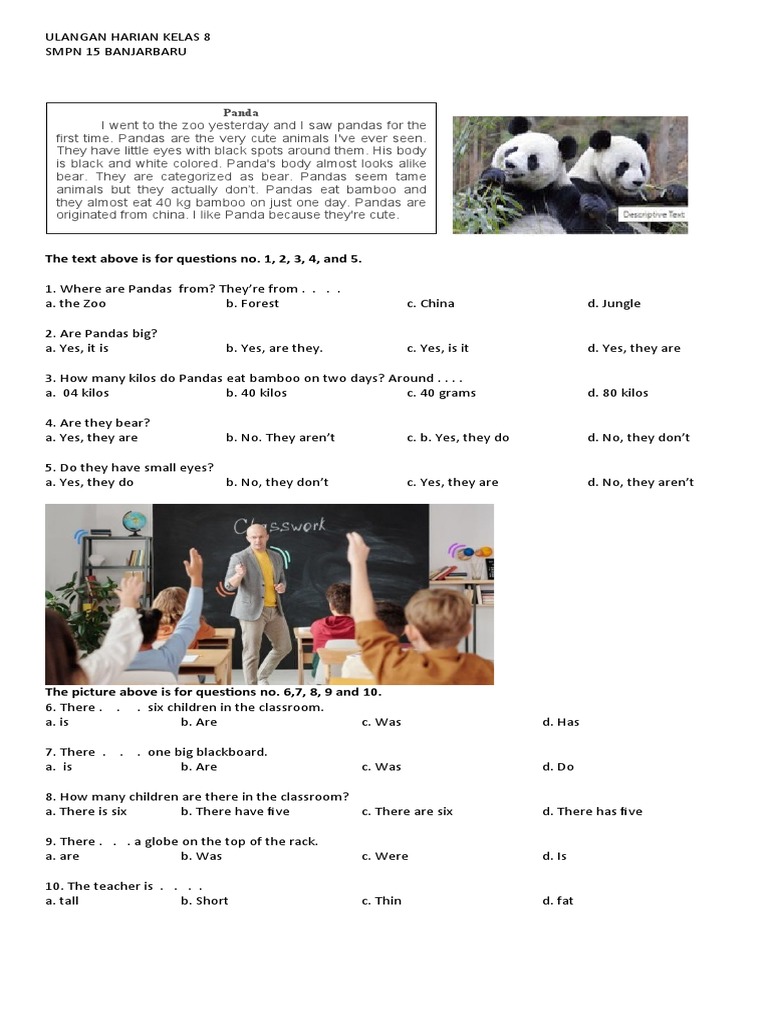 The Text Above Is For Questions No. 1, 2, 3, 4, and 5.: Panda | PDF ...