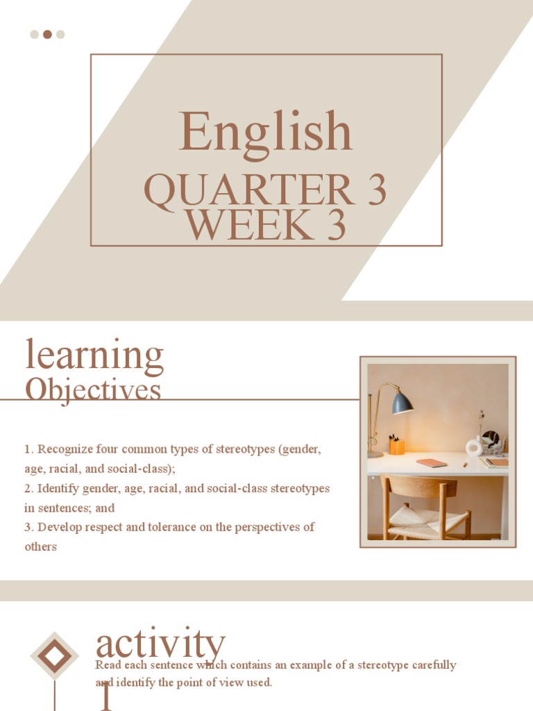 Q3-English W3 Day3 | PDF | Stereotypes | Gender