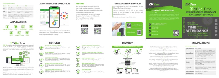 ZKBio Time 8.0.6 Six Fold Leaflet PDF | PDF | Web Application ...