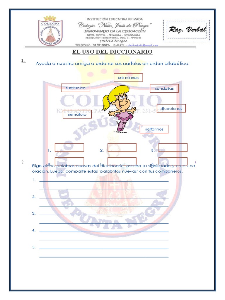 Ficha 1 RV Diccionario | PDF