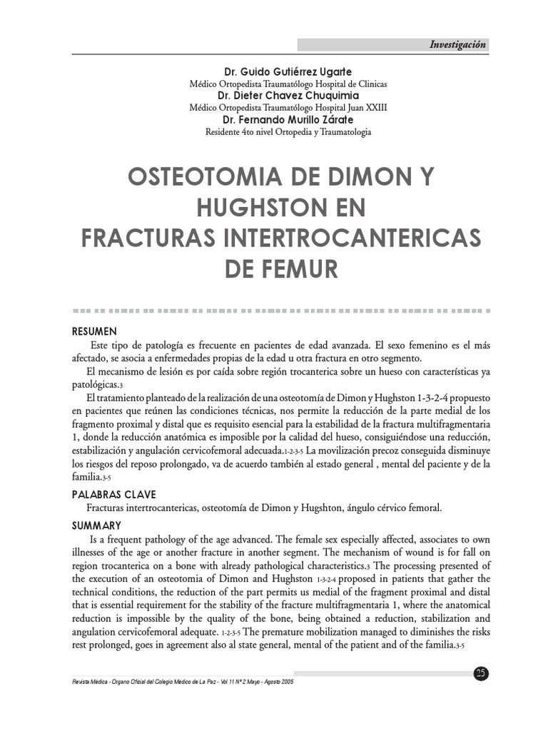 Osteotomia de Dimon y Hughston | PDF | Traumatologia | Cirugía