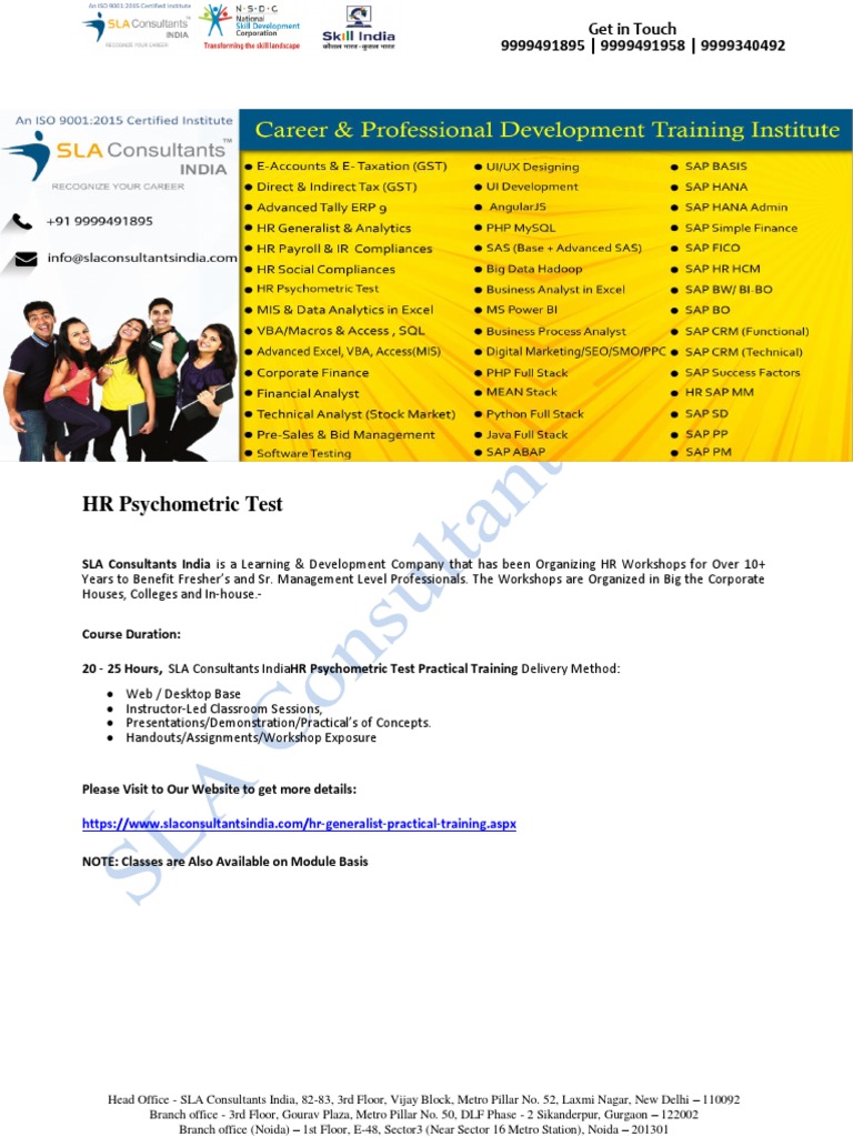 HR Psychometric Test Training Course | PDF | Psychometrics | Psychology
