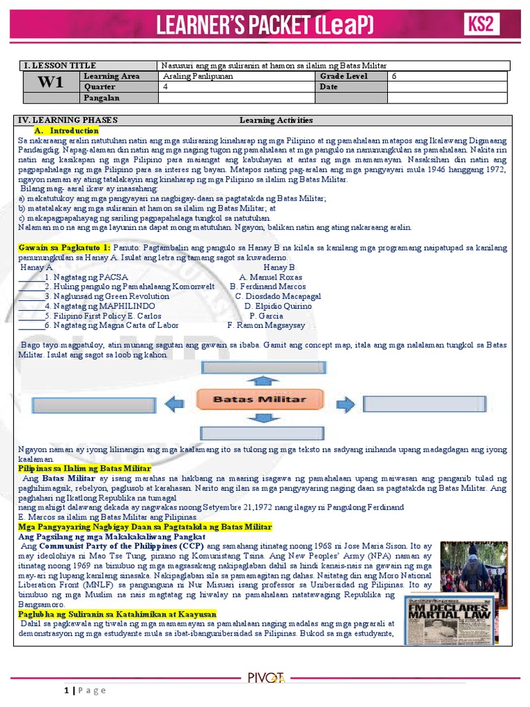 SDO ANTIPOLO-KS2-LeaP-AP6-Q4-WK1 | PDF