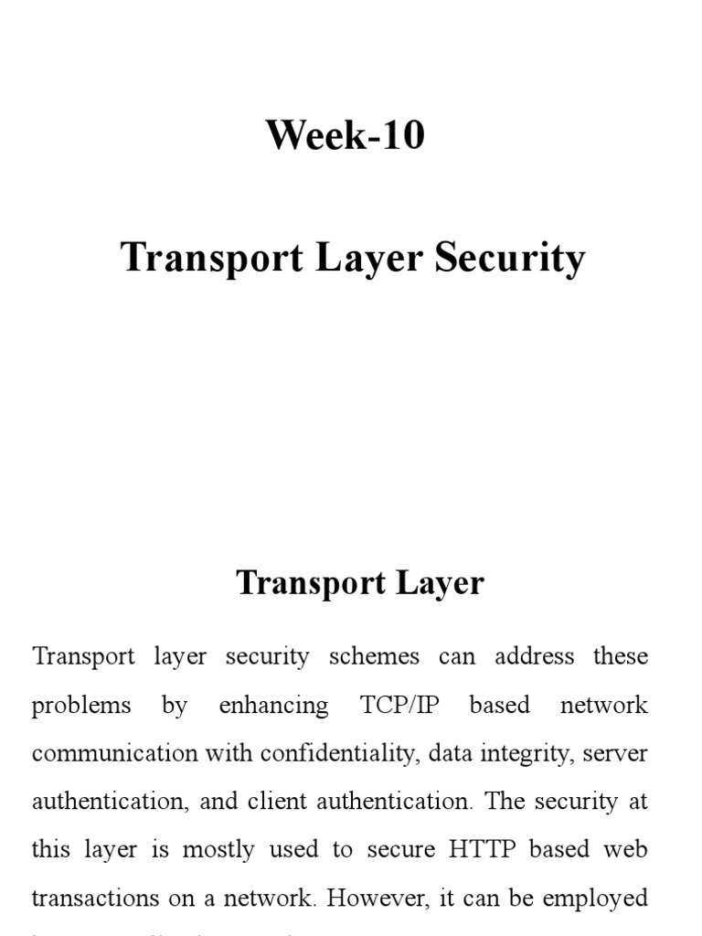 Week-10 Transport Layer Security | PDF | Transport Layer Security | Secure Shell