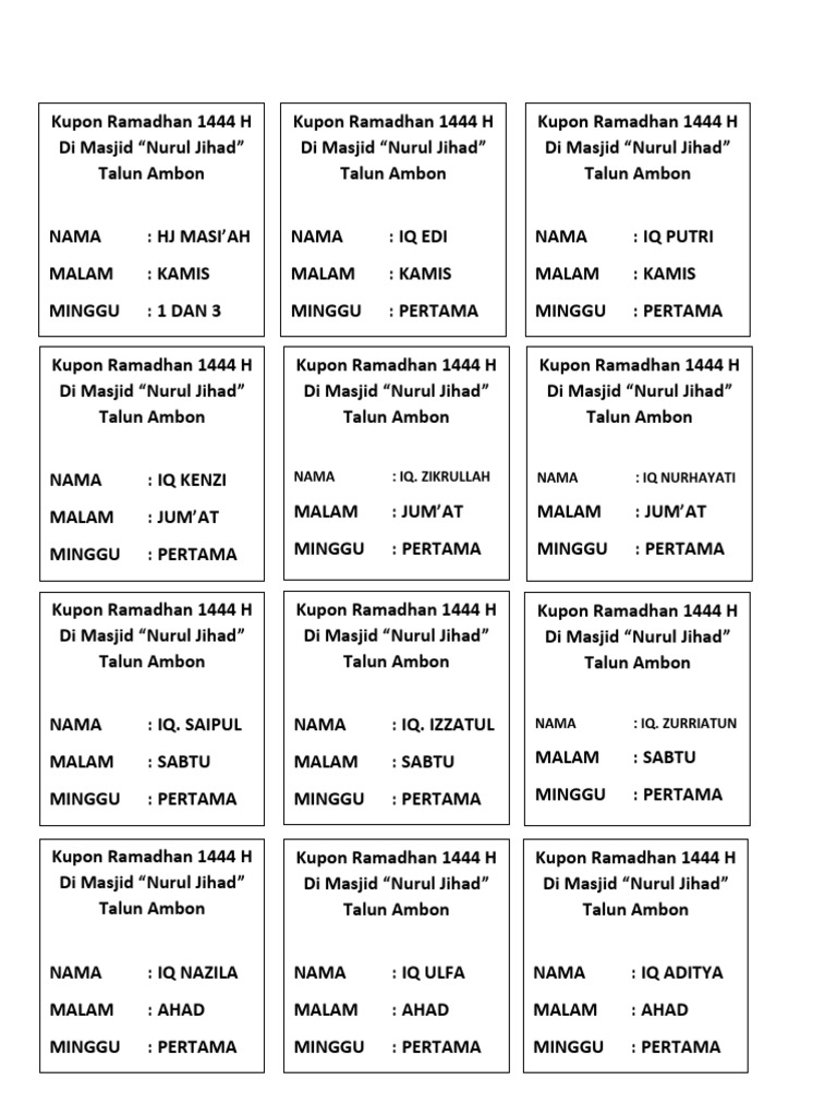 Format Kupon Valid | PDF