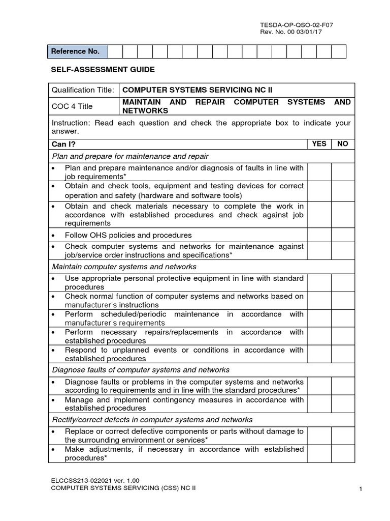 Coc4.self Assessment Guide (Sag) | PDF | Medical Diagnosis | Computing