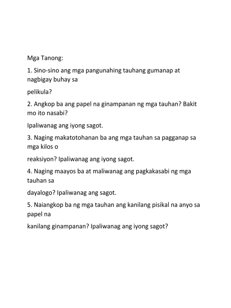 Mga Tanong | PDF