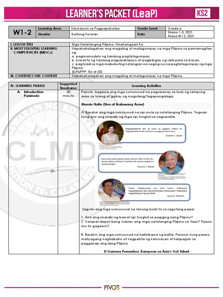Leap-Esp-6-Q3-Wk 1 - 2-Lipa City | PDF