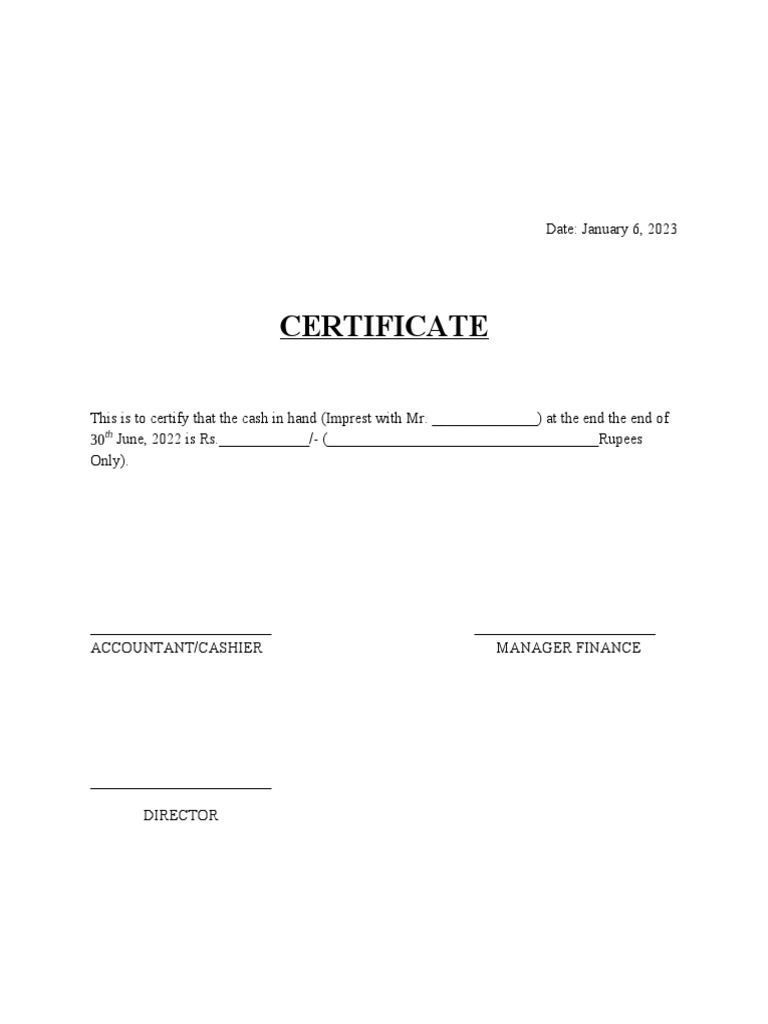Cash Imprest Cerificates | PDF | Finance & Money Management