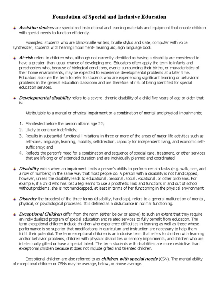 ED 205 Reviewer | PDF | Inclusion (Education) | Disability