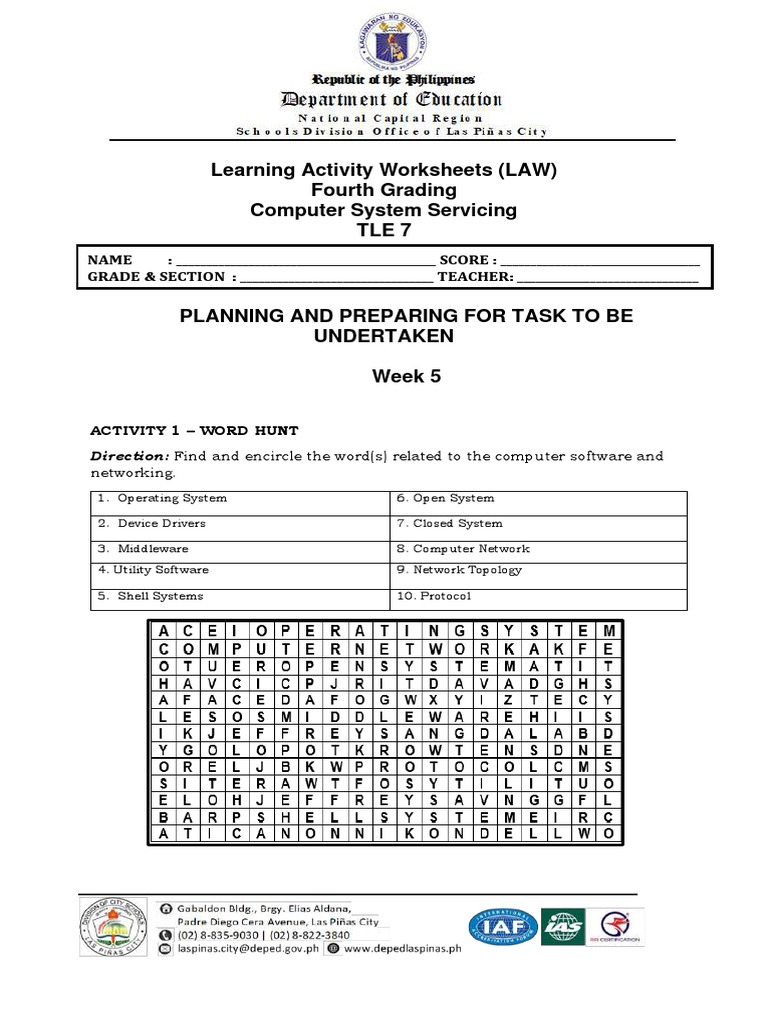 G7 WORKSHEET ICT Week 5 NEW | PDF | Computer Network | Internet ...