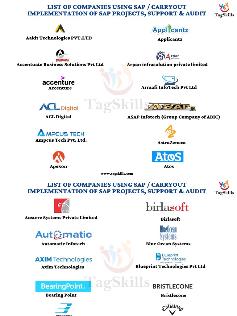 Sap Company List | PDF | Information Technology | Business