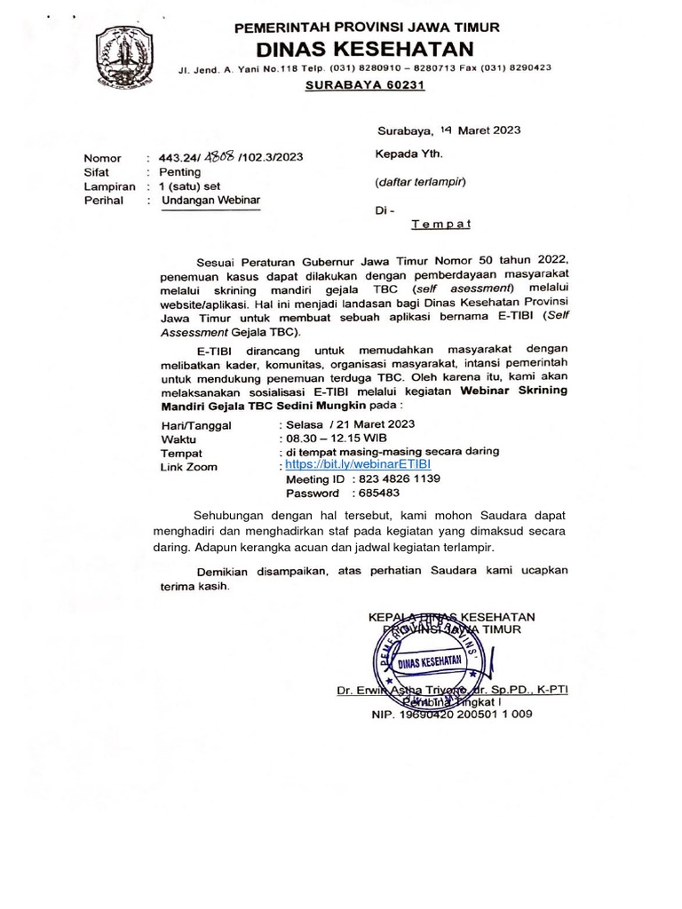 Undangan Webinar E-TIBI Dan KAK | PDF