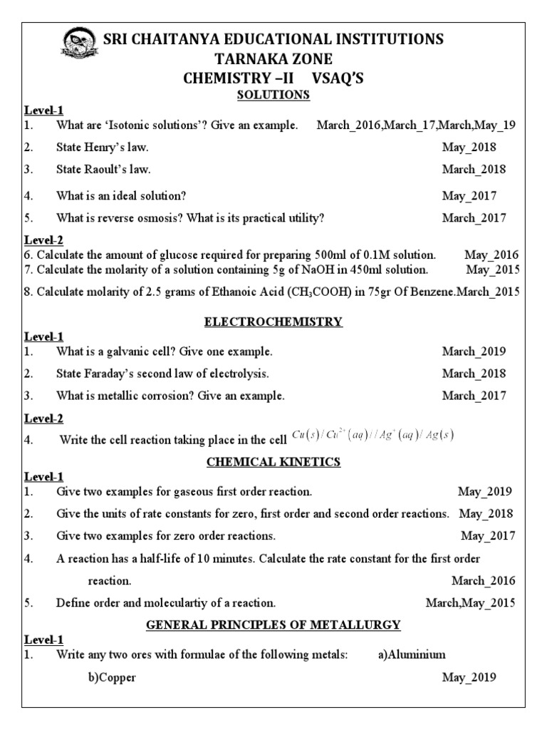 SR CHEM - VSAQ'S - FINAL | PDF | Nitrogen | Chemical Reactions