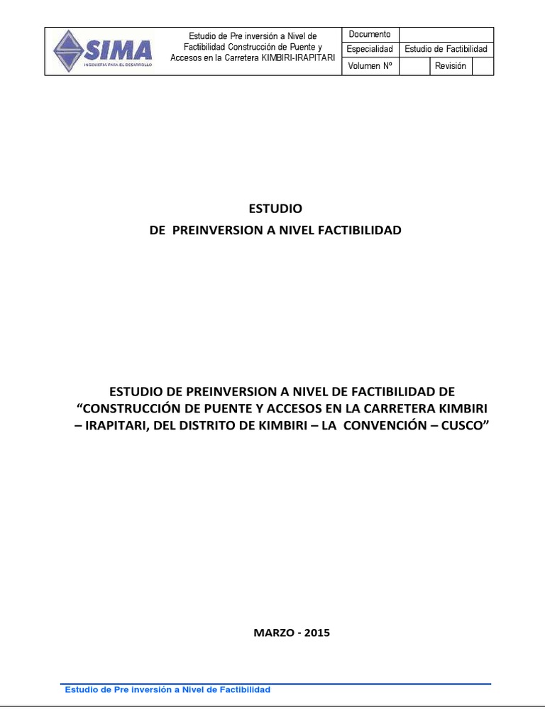 Estudio de Preinversion A Nivel Factibilidad | PDF | Economias