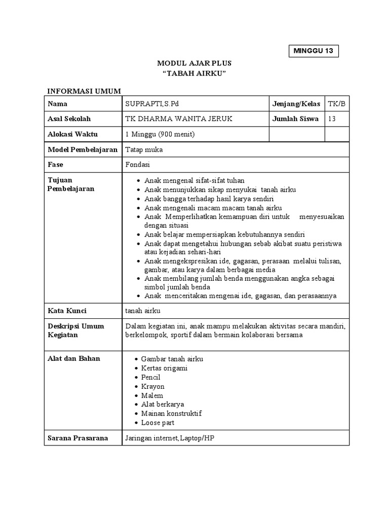 Modul Ajar Minggu 13 | PDF