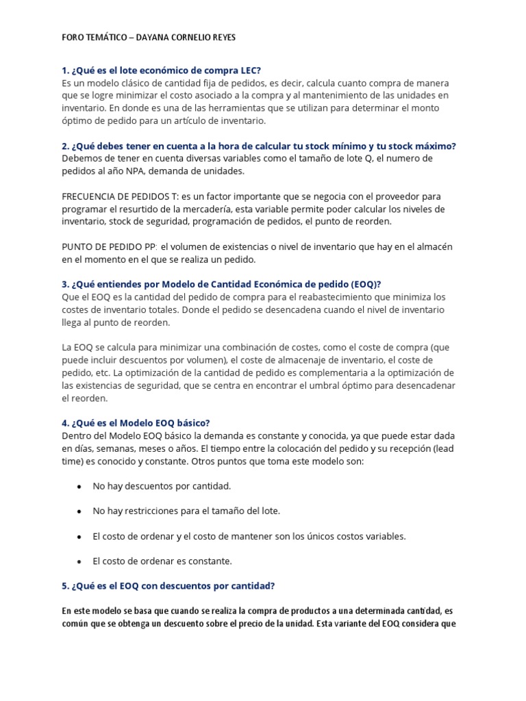 Foro - Control de Inventarios | PDF | Inventario | Procesos de negocio