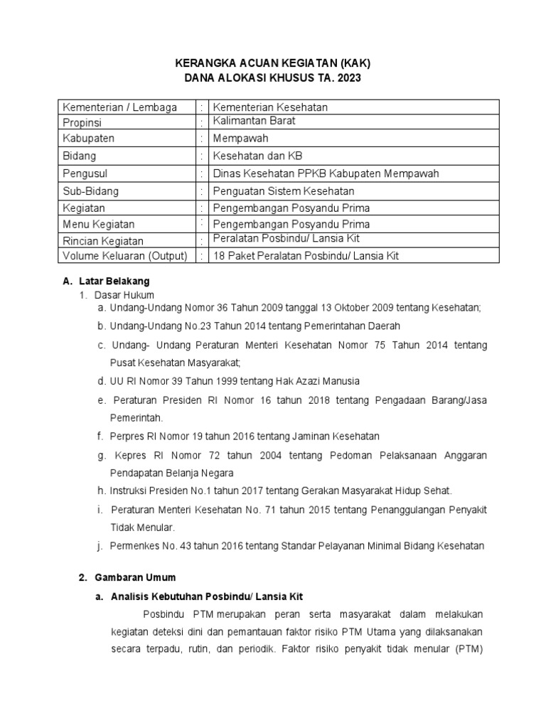 Tor Posbindu Kit 2023 | PDF