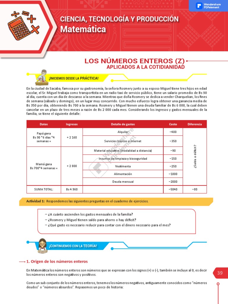 1ro Matematica | PDF | Números | Entero