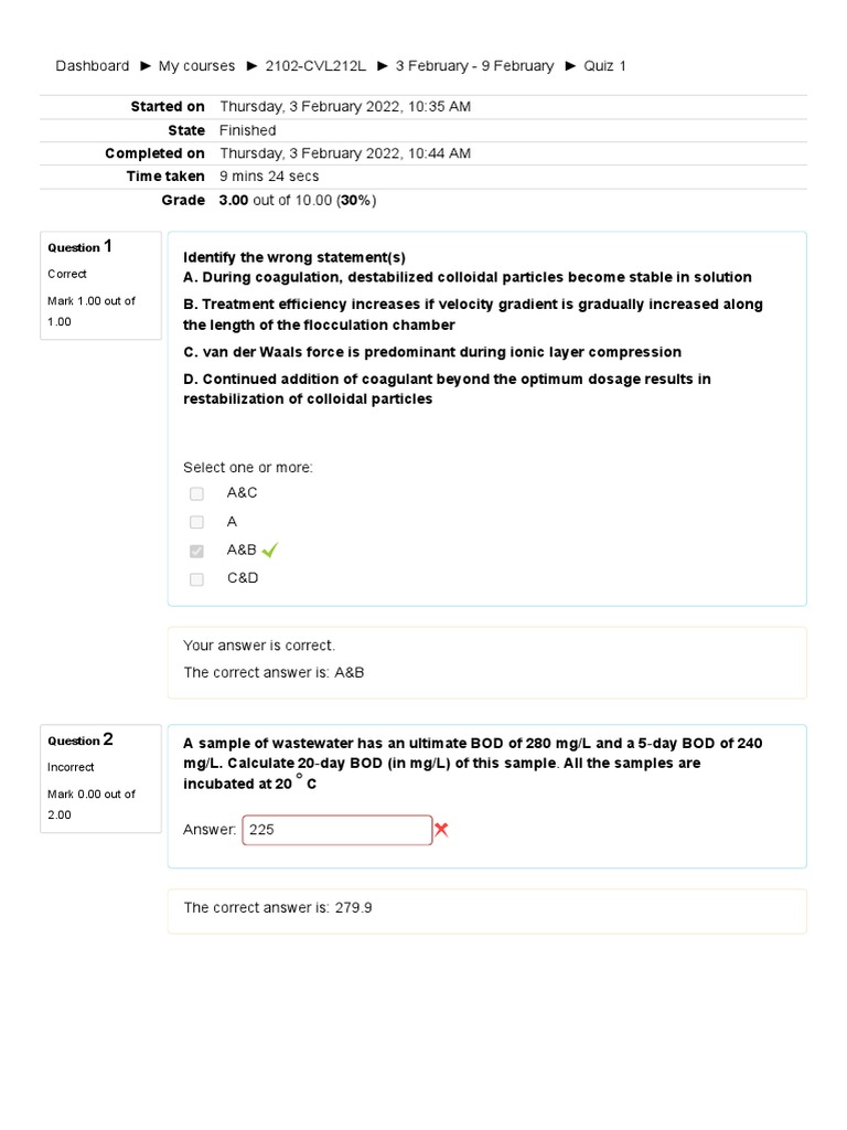 CVL 212 Quiz 1 | PDF | Process Engineering | Physical Sciences