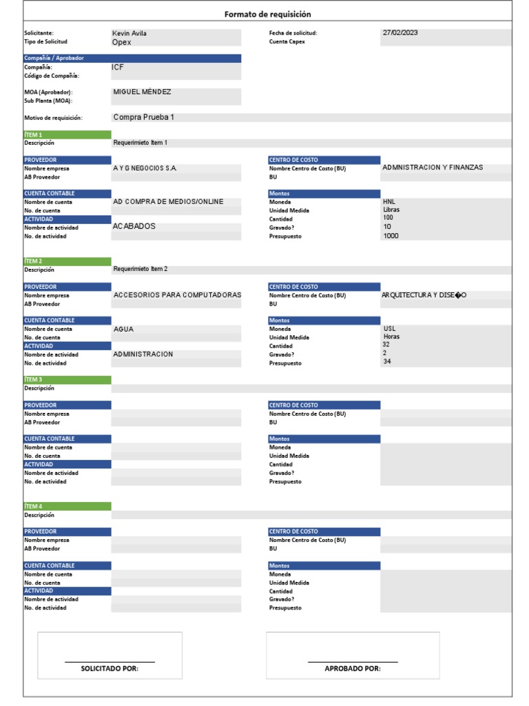 Formato Requisicion de Compra | PDF | Sector privado