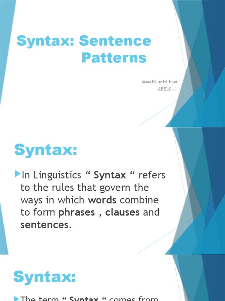 ELS 100 - Syntax | PDF | Syntax | Phrase