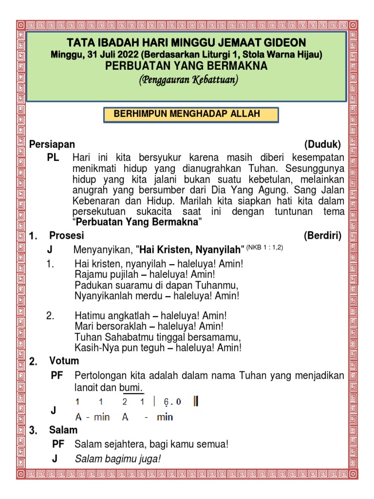 Liturgi Model 1, 31 Jui 2022 Share A | PDF