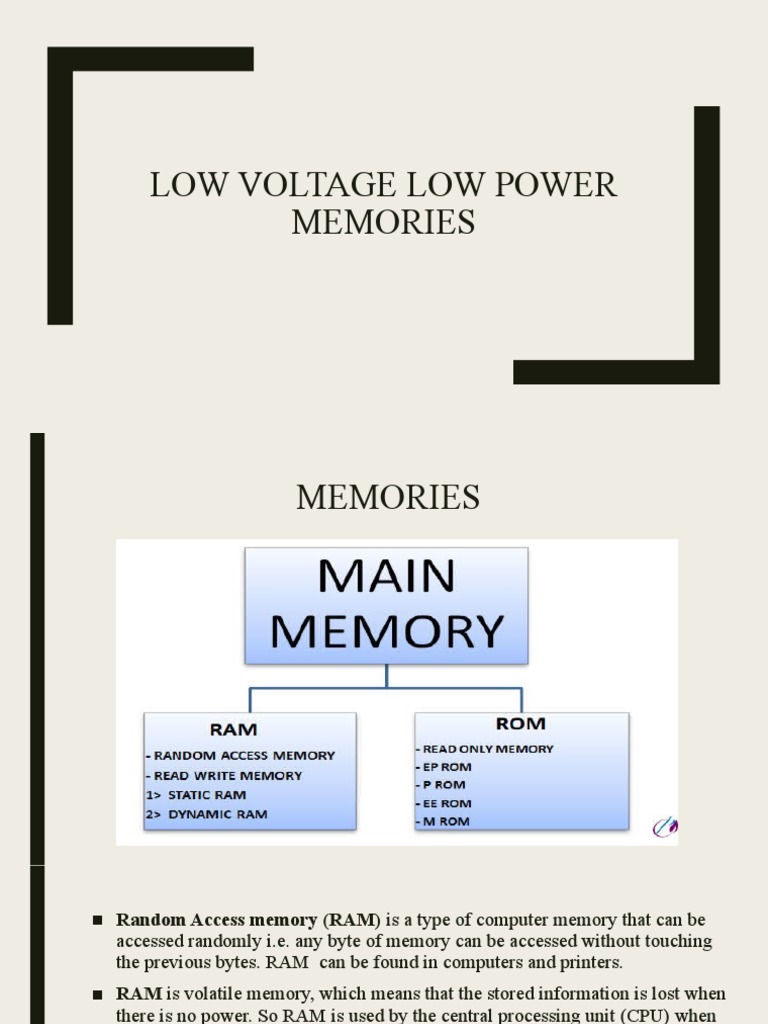Low Voltage Low Power Memories | PDF | Random Access Memory | Read Only Memory