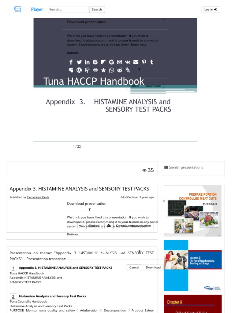 Appendix 3. HISTAMINE ANALYSIS and SENSORY TEST PACKS - PPT Download ...