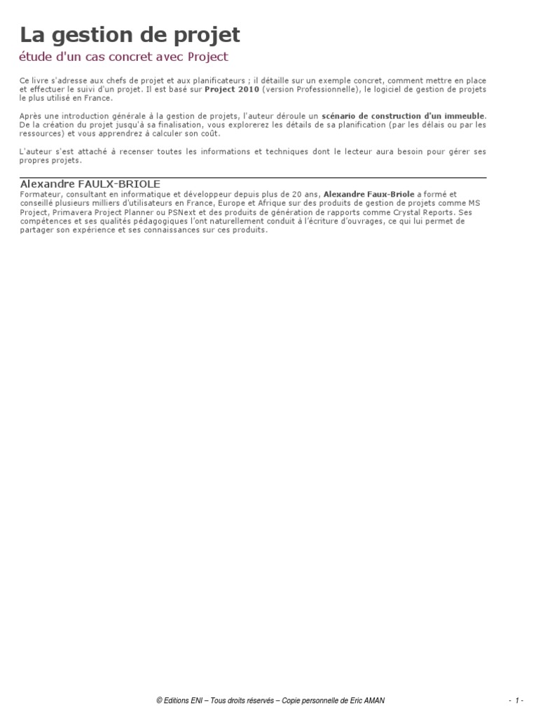La Gestion de Projet - Etude D'un Cas Concret Avec Project | PDF ...