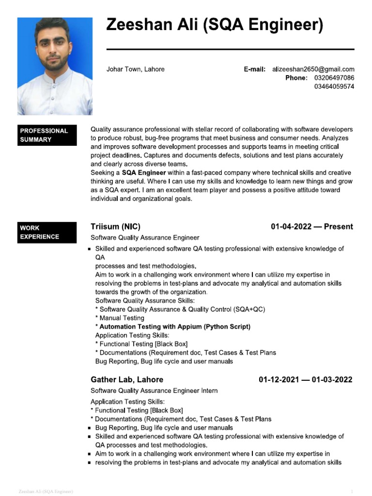 Zeeshan CV Qa1-1 | PDF