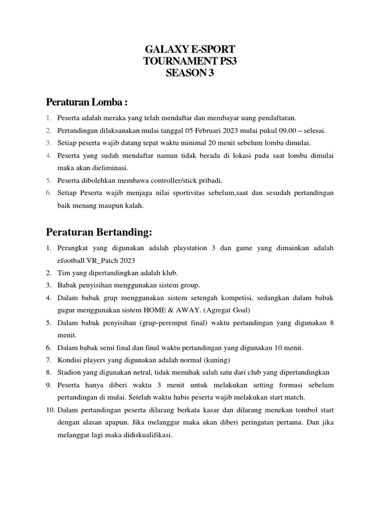 Aturan Turnamen | PDF
