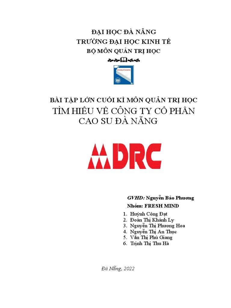 Nhóm 1 - Công ty cổ phần Cao su Đà Nẵng DRC | PDF