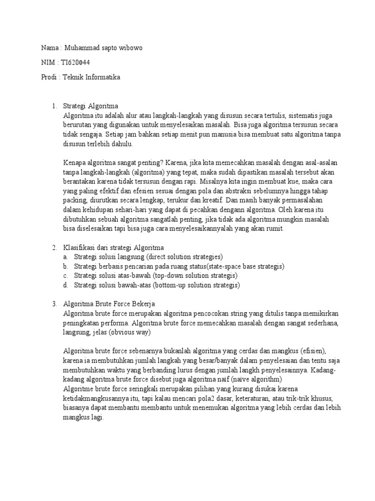Muhammad Sapto Wibowo - TI620044 - UAS - Strategi Algoritma | PDF