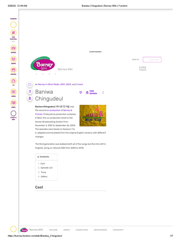 Baniwa Chingudeul - Barney Wiki - Fandom | PDF | Fandom