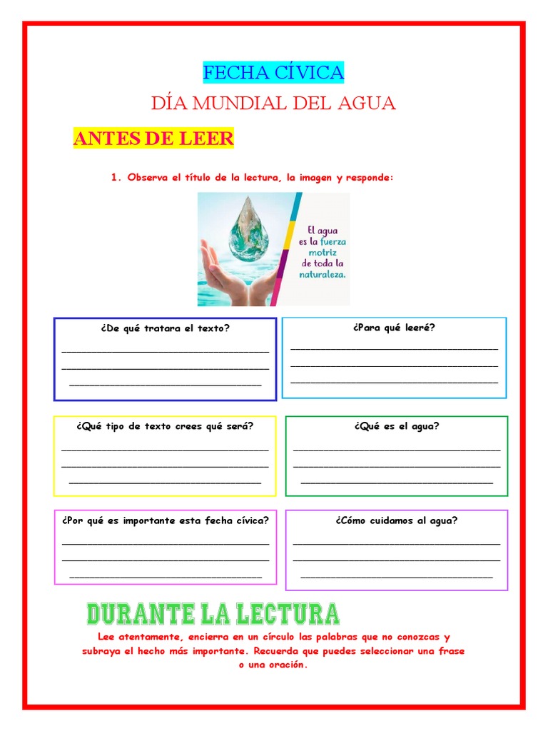 Ficha Dia Mundial Del Agua | PDF | Agua | Nieve