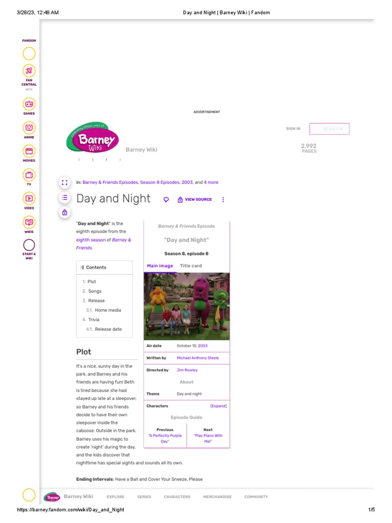 Barney's Day and Night Adventure | PDF | Fandom