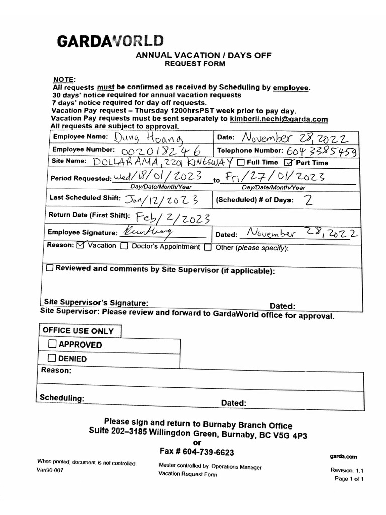 Vacation Request | PDF