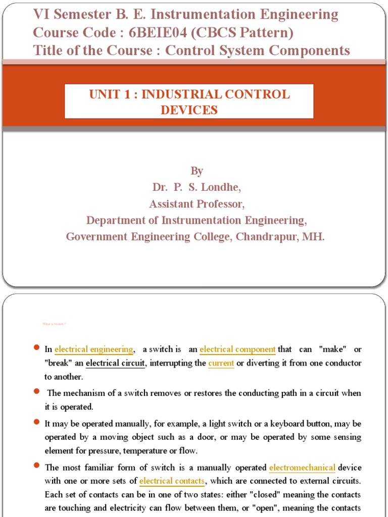 Control System Components - Basics | PDF | Switch | Tools