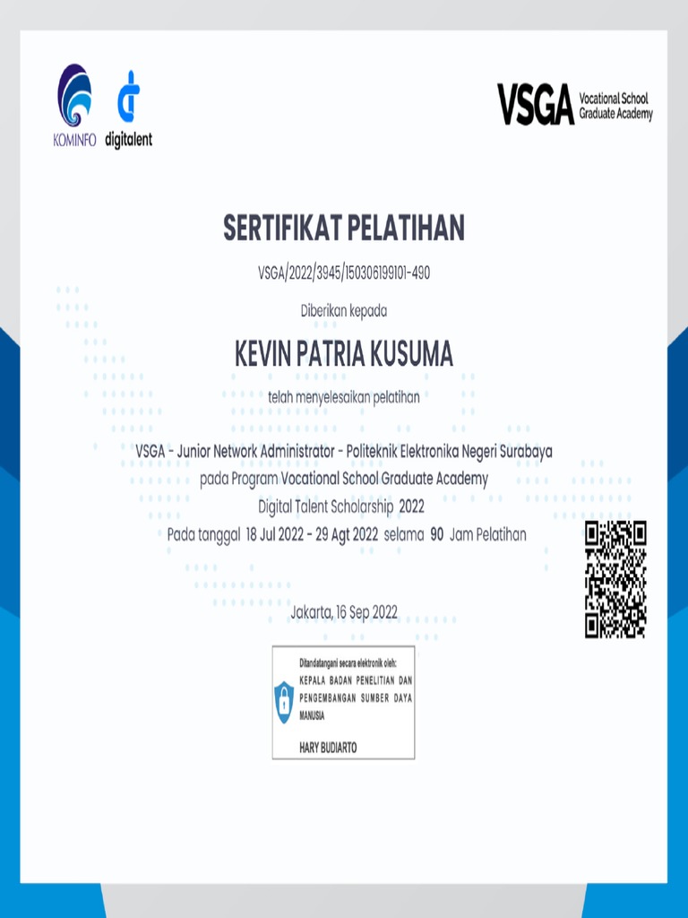 Sertifikat Vsga Jna 2022 | PDF