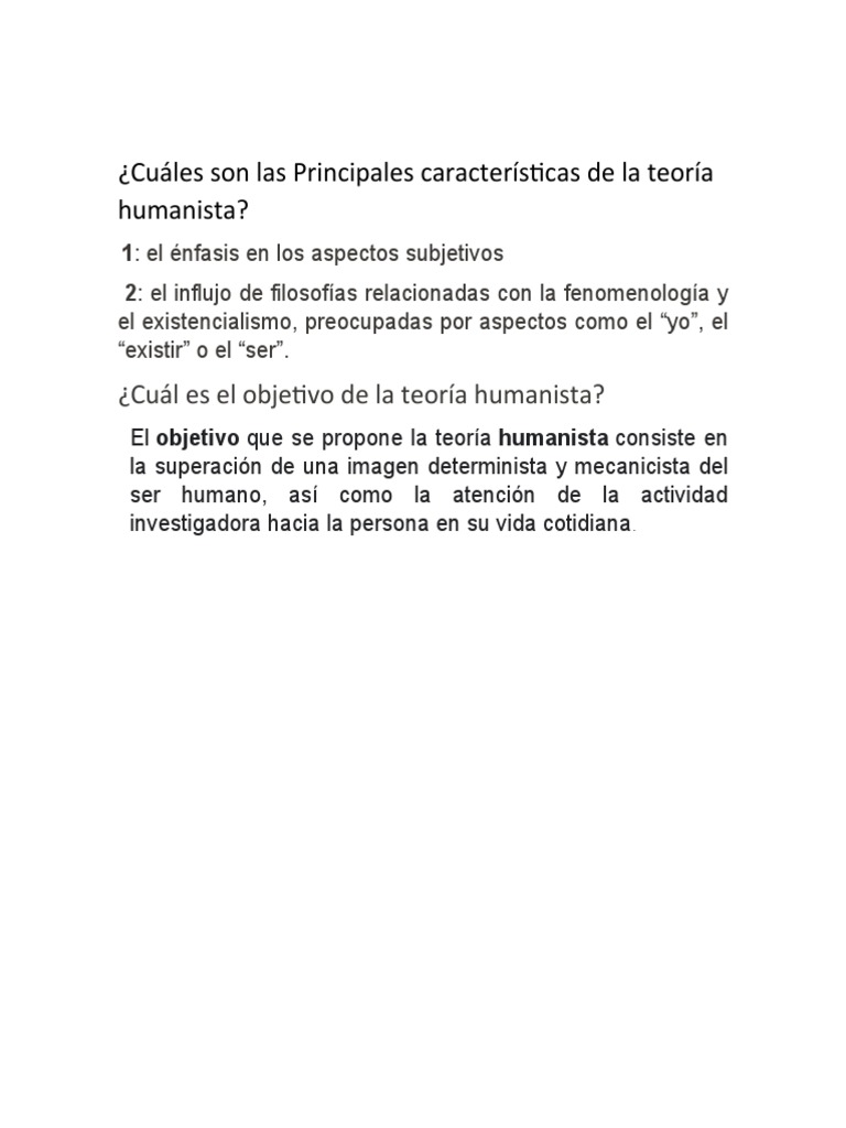 ¿Cuáles Son Las Principales Características de La Teoría Humanista ...