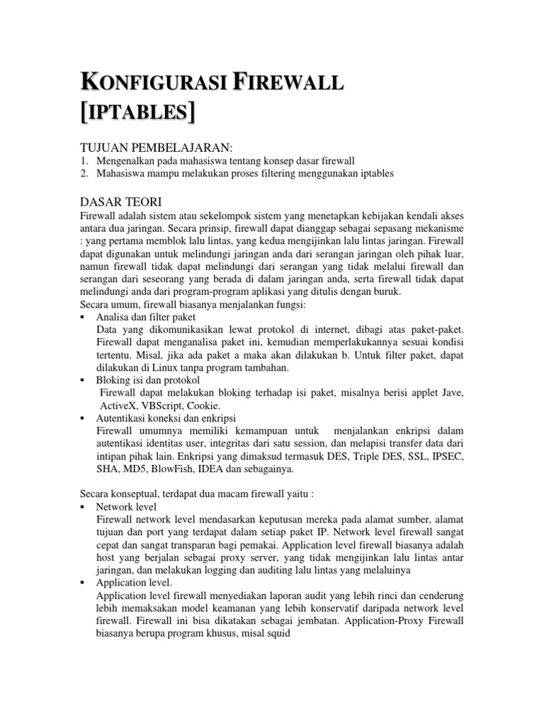 Konfigurasi Firewall Iptables | PDF | Komputer